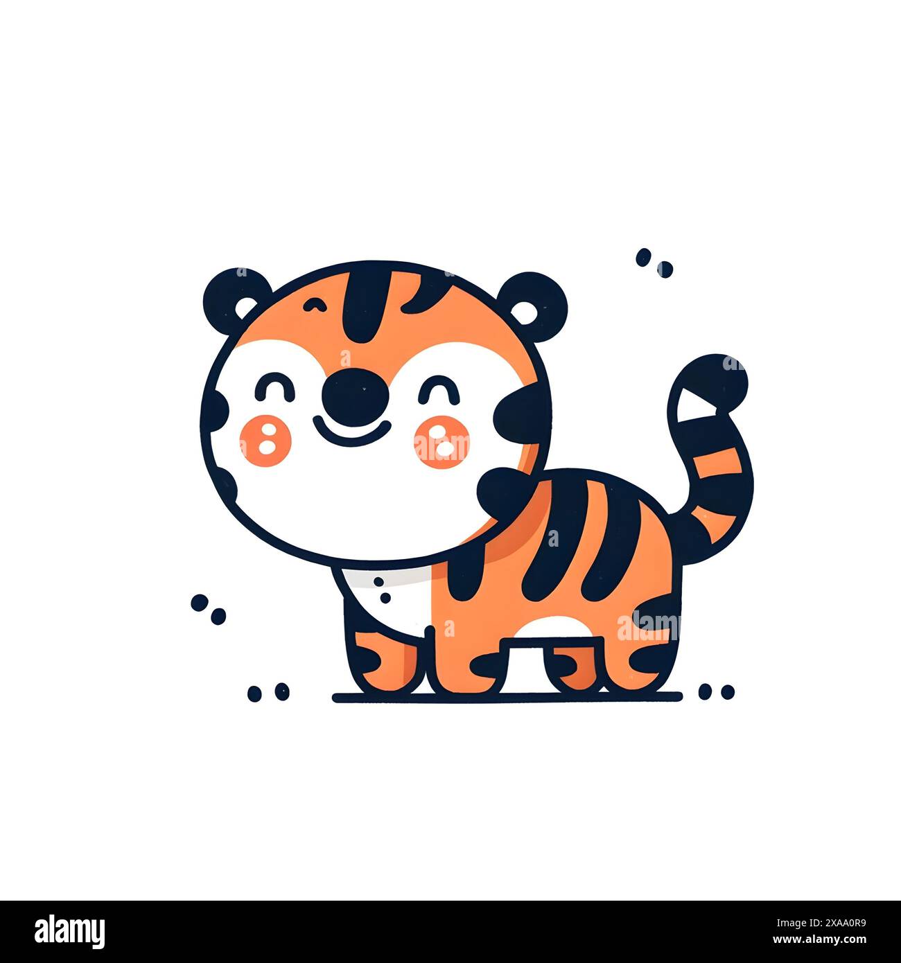 An illustration of a cartoonish tiger on a white background Stock Photo ...