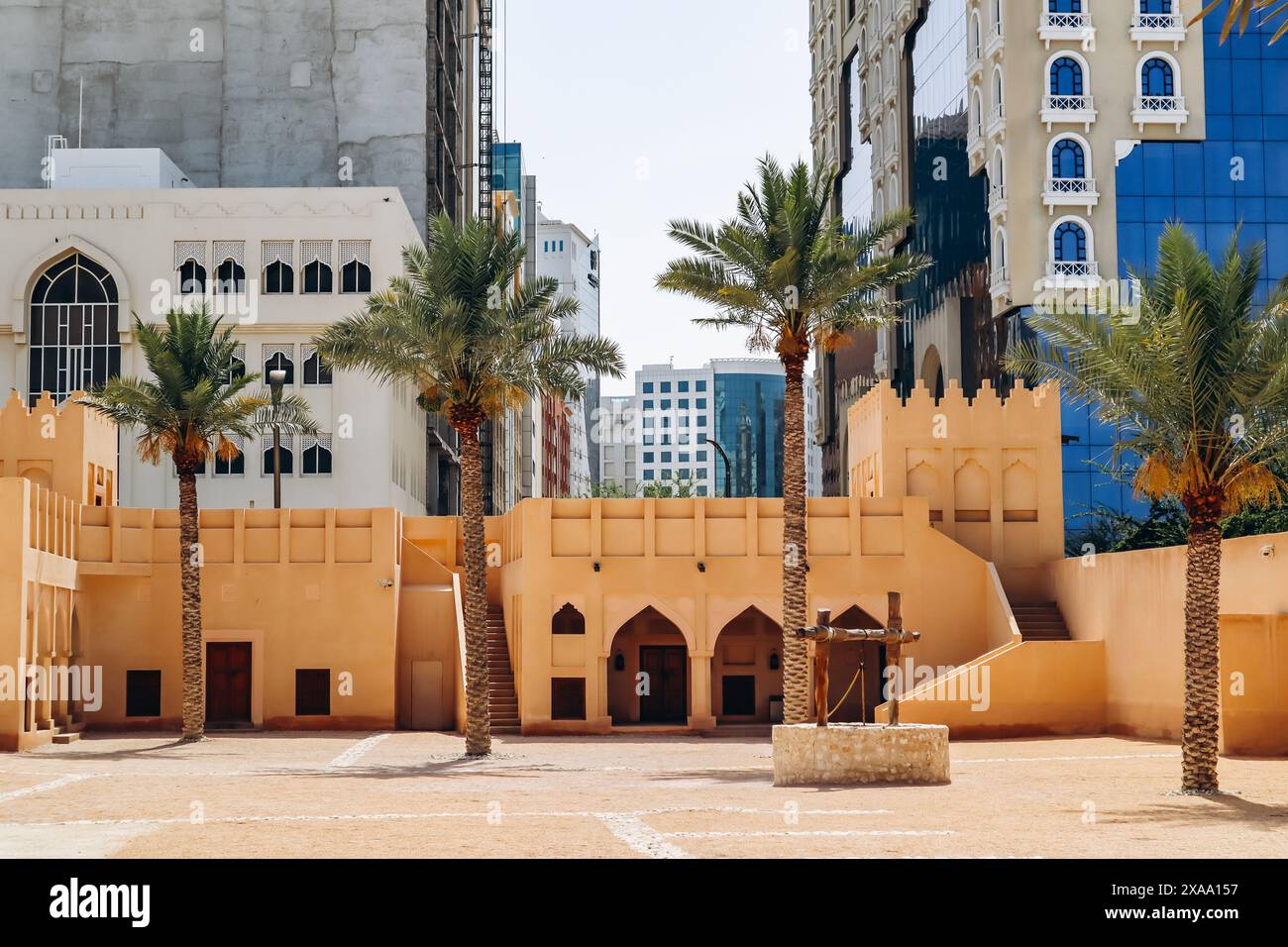 Doha, Qatar - 1 May 2024: A combination of old and new architecture in ...