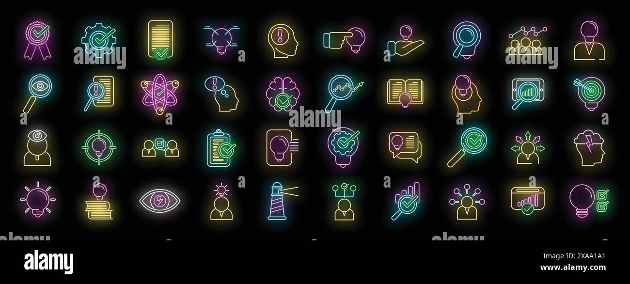 Insight icons set outline vector. Problem generation. Brainstorm mind ...
