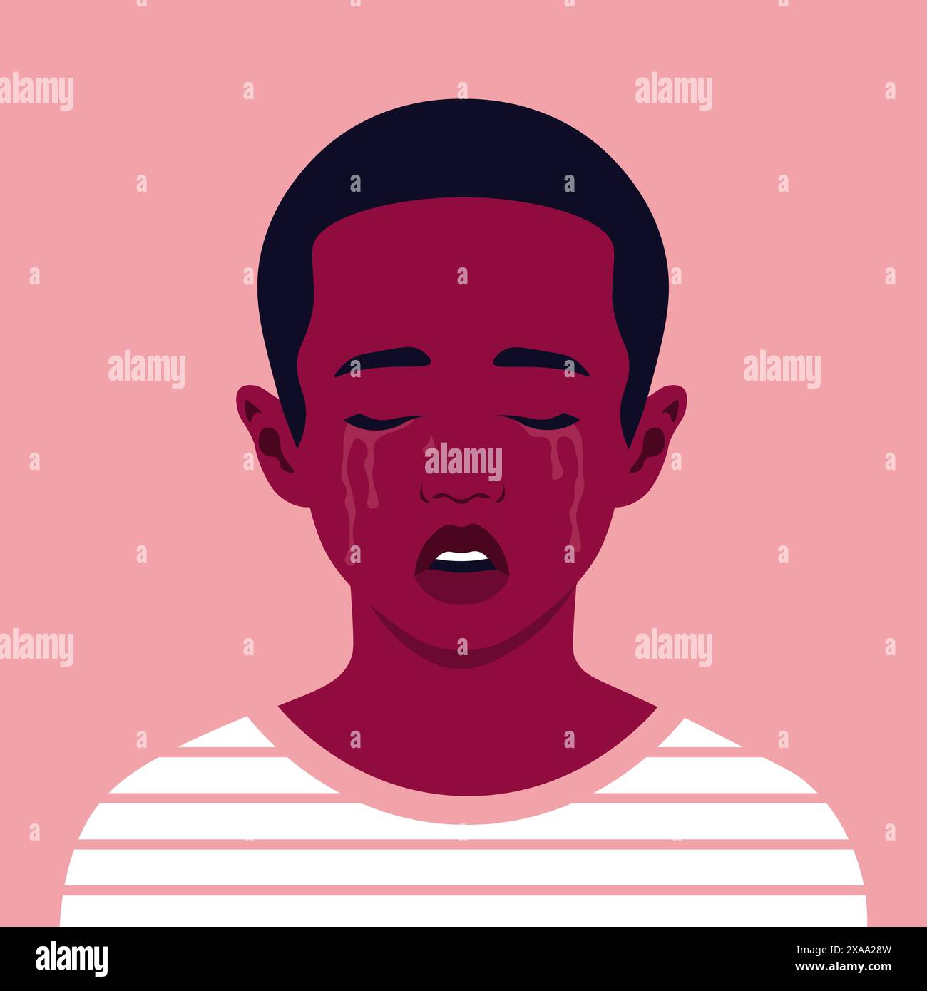 Portrait of a crying African boy. A face of a child. School bullying ...