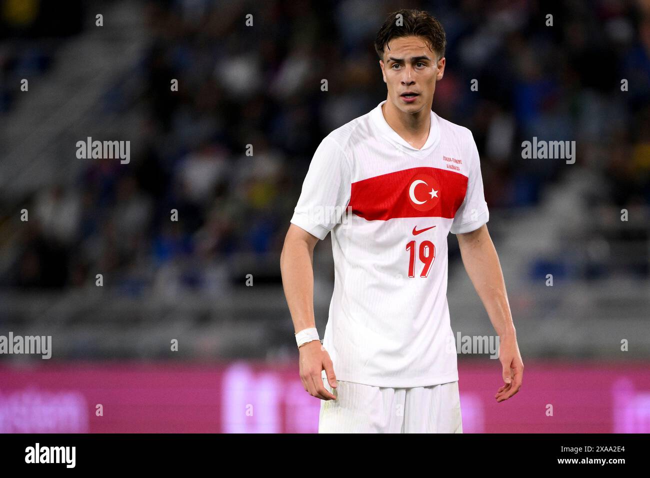 Kenan Yildiz of Turkey looks on during a friendly football match ...