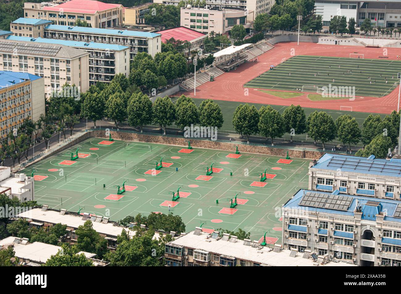 Aerial view of city stadium and basketball courts Stock Photo - Alamy