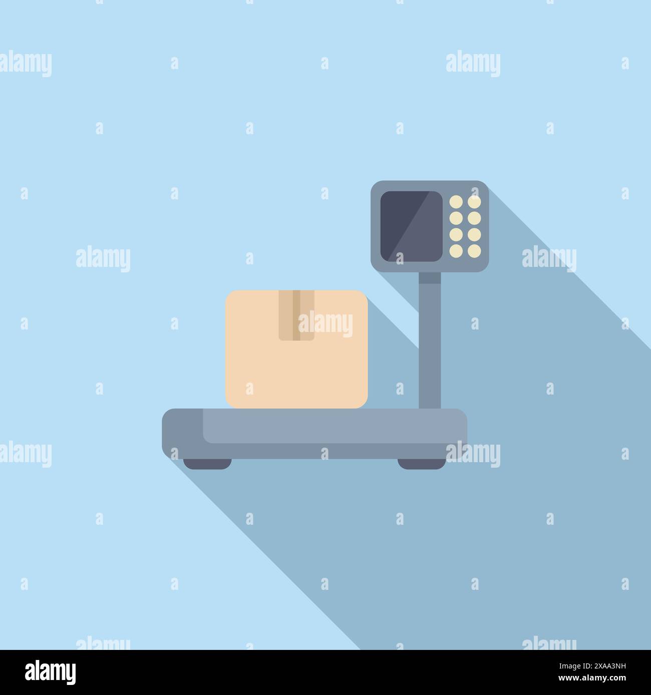 Cardboard box being weighed on a digital scale, getting ready for ...