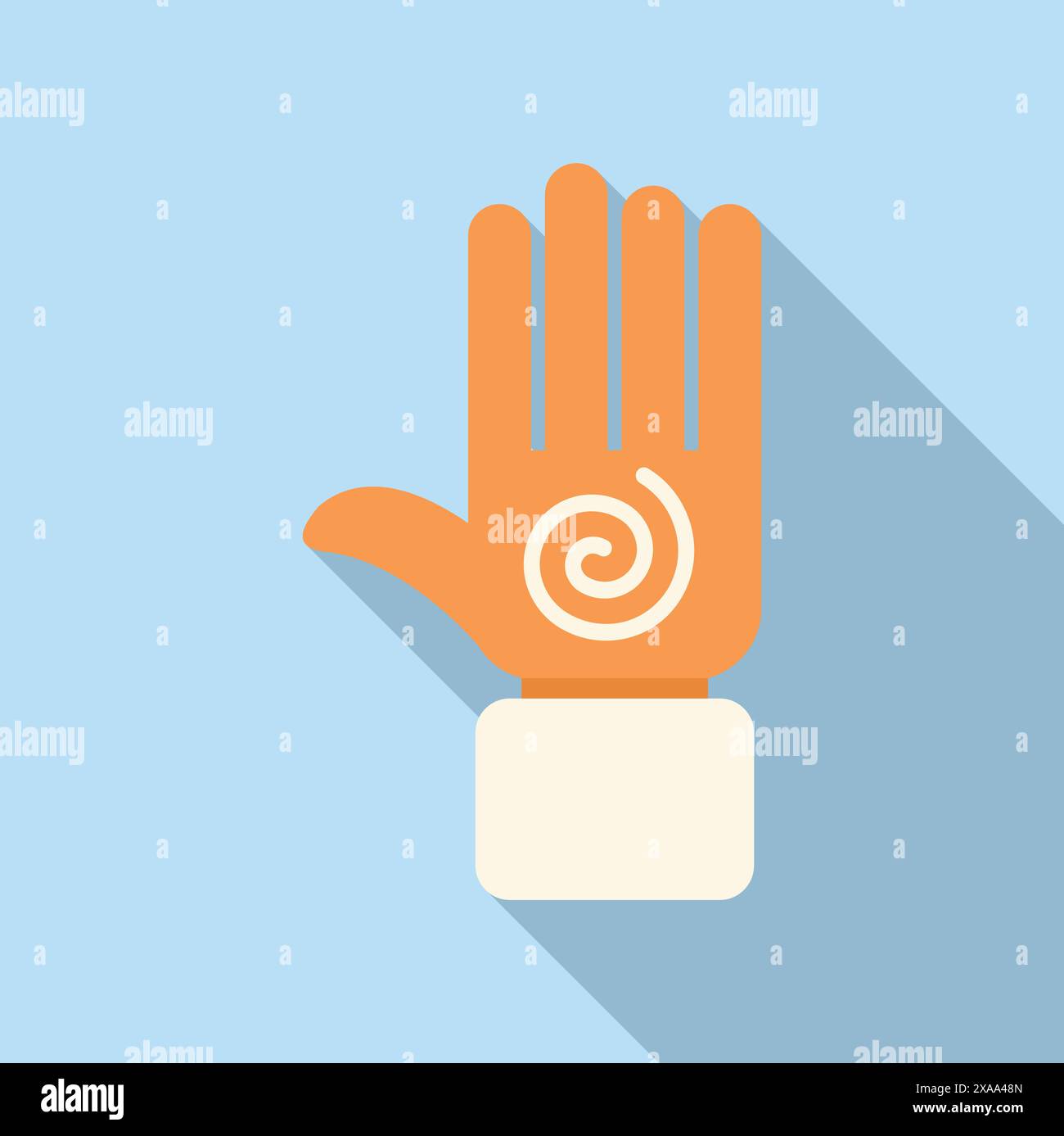 Cartoon style icon depicting a hand with a spiral on the palm, evoking ...