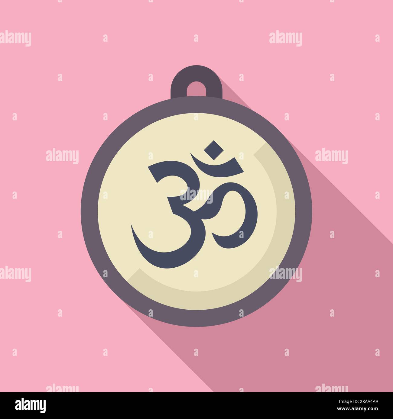 Flat design illustration of a pendant with the sacred om symbol cast in ...
