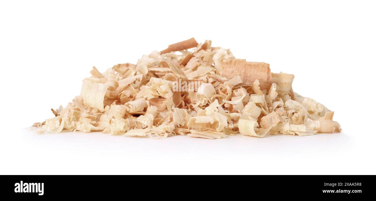 Pile of natural sawdust isolated on white Stock Photo - Alamy