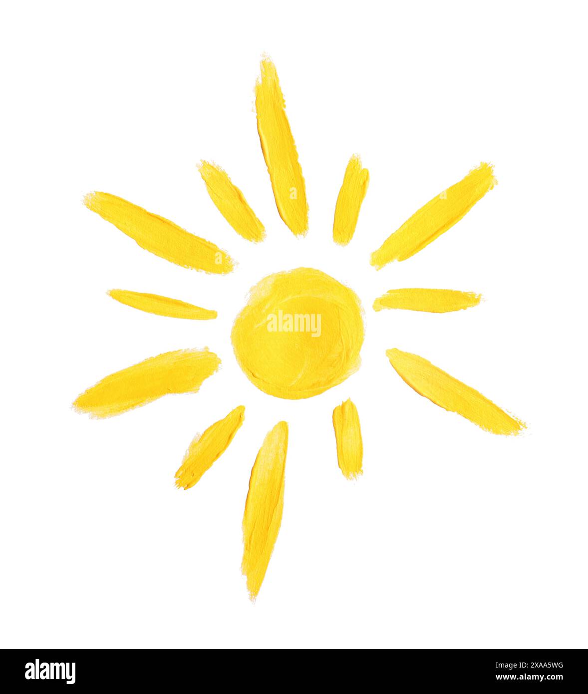 Child's painting of sun on white background Stock Photo - Alamy
