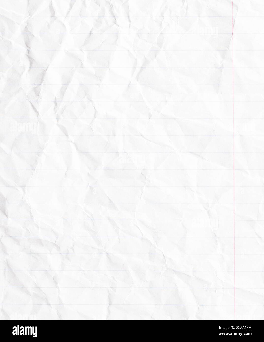 crumpled lined paper texture, white sheet from a school notebook Stock ...