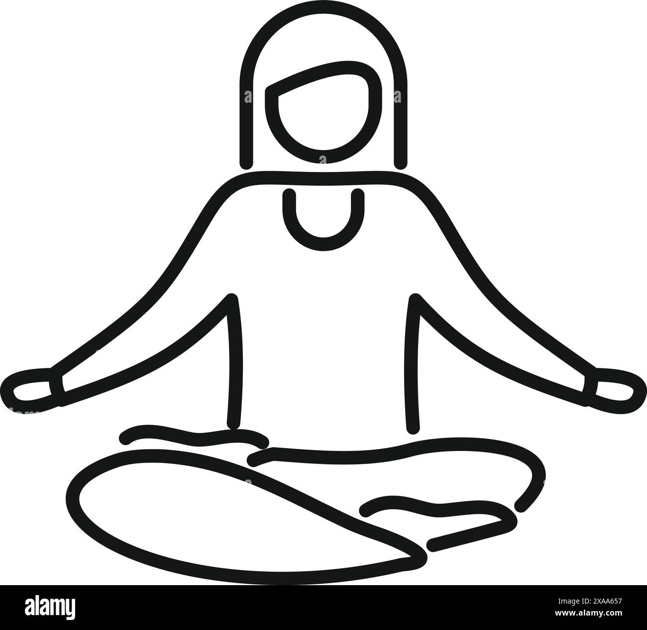 Simple line drawing of a person in meditation pose for peaceful content ...