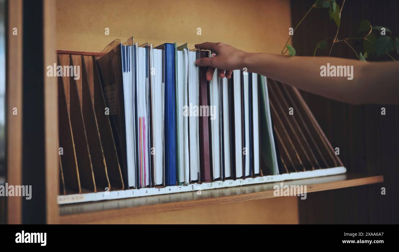 Class journals are on the shelf at school Stock Photo - Alamy