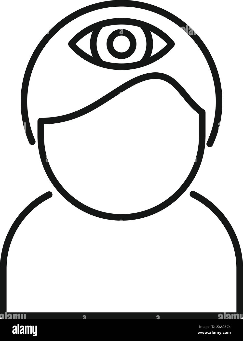 Abstract third eye concept icon with spiritual symbolism in simple line ...