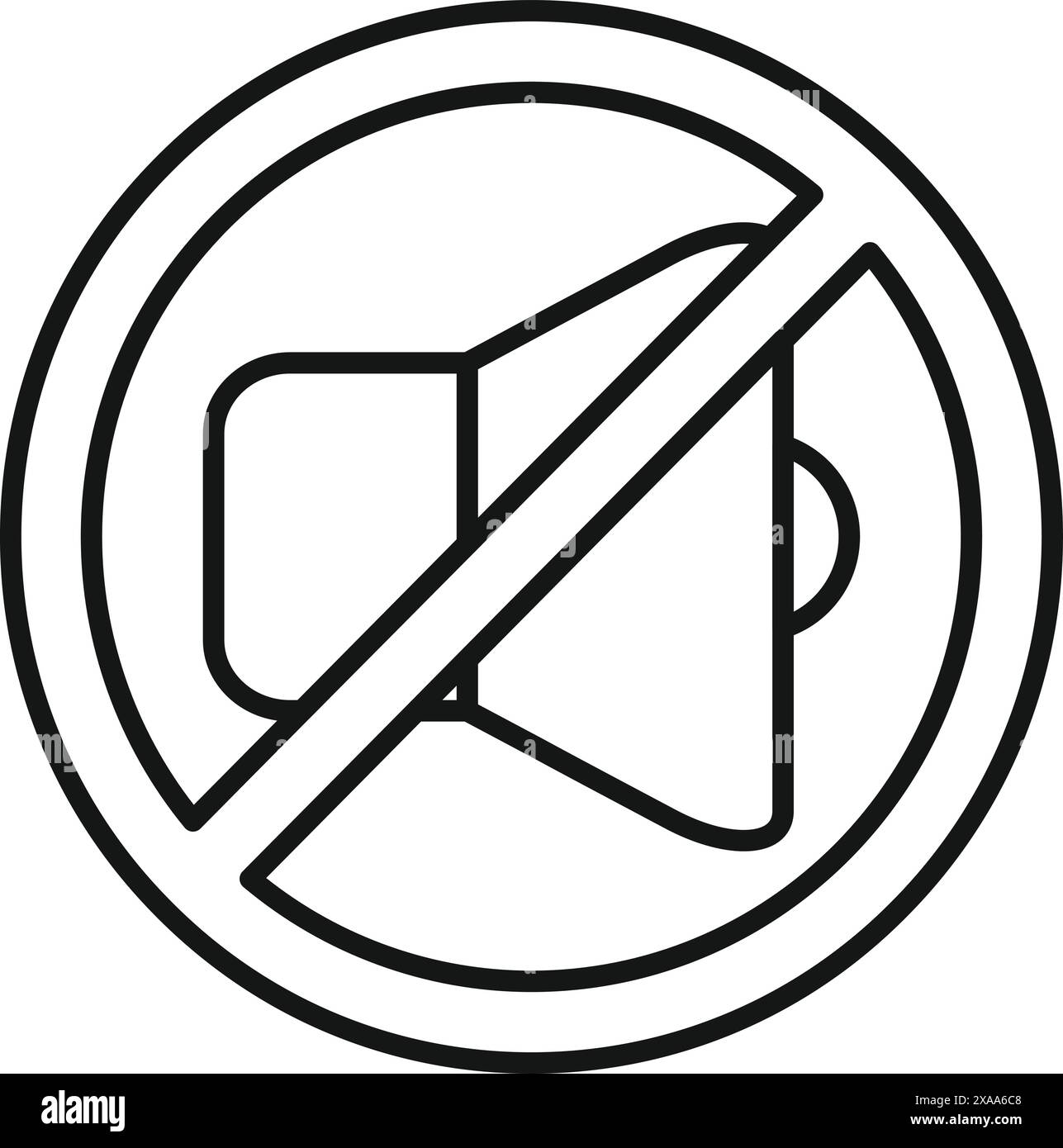 Vector illustration of a muted speaker icon, indicating silence or no ...