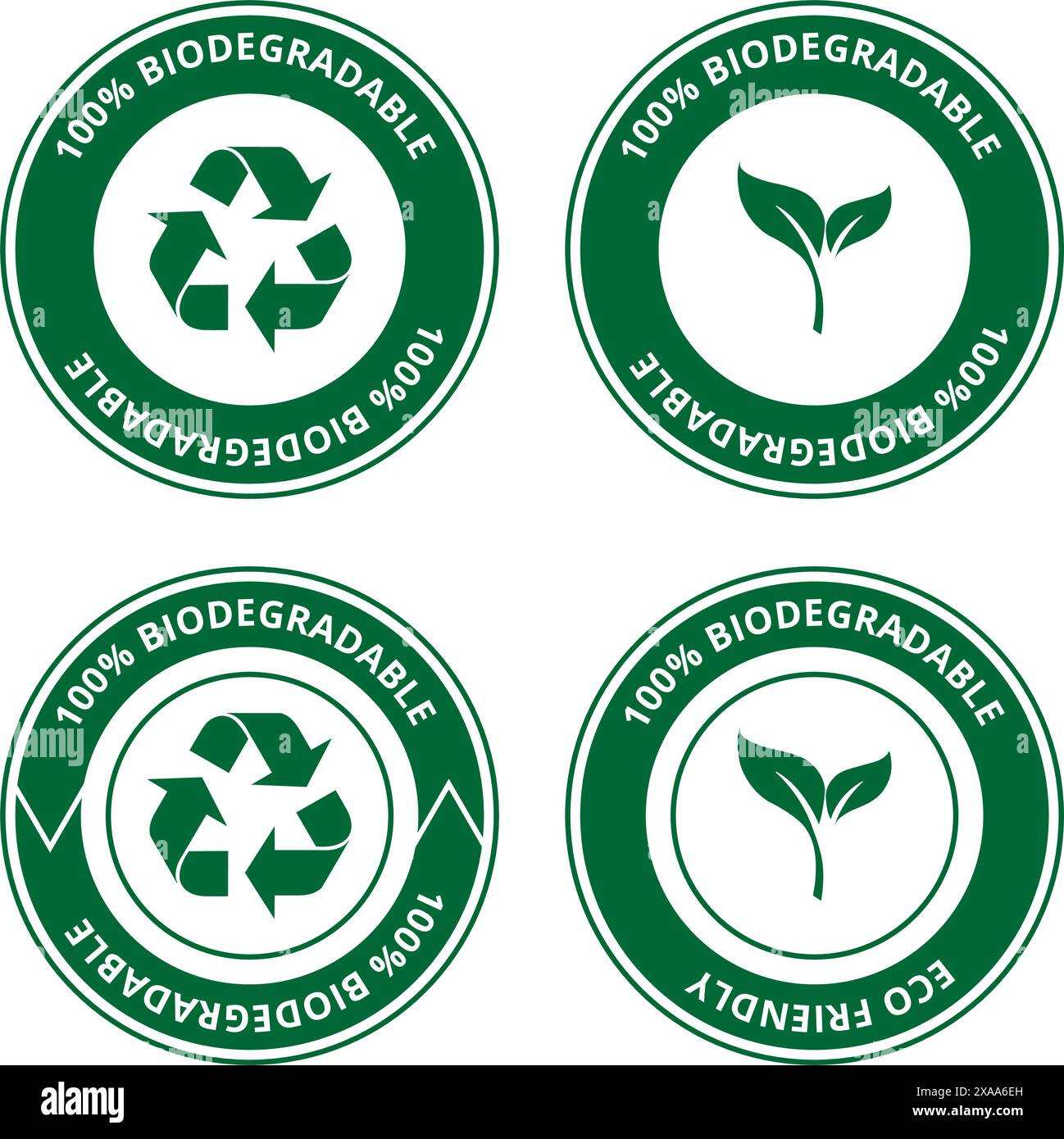 Green 100% biodegradable sign on a white background Stock Vector Image ...