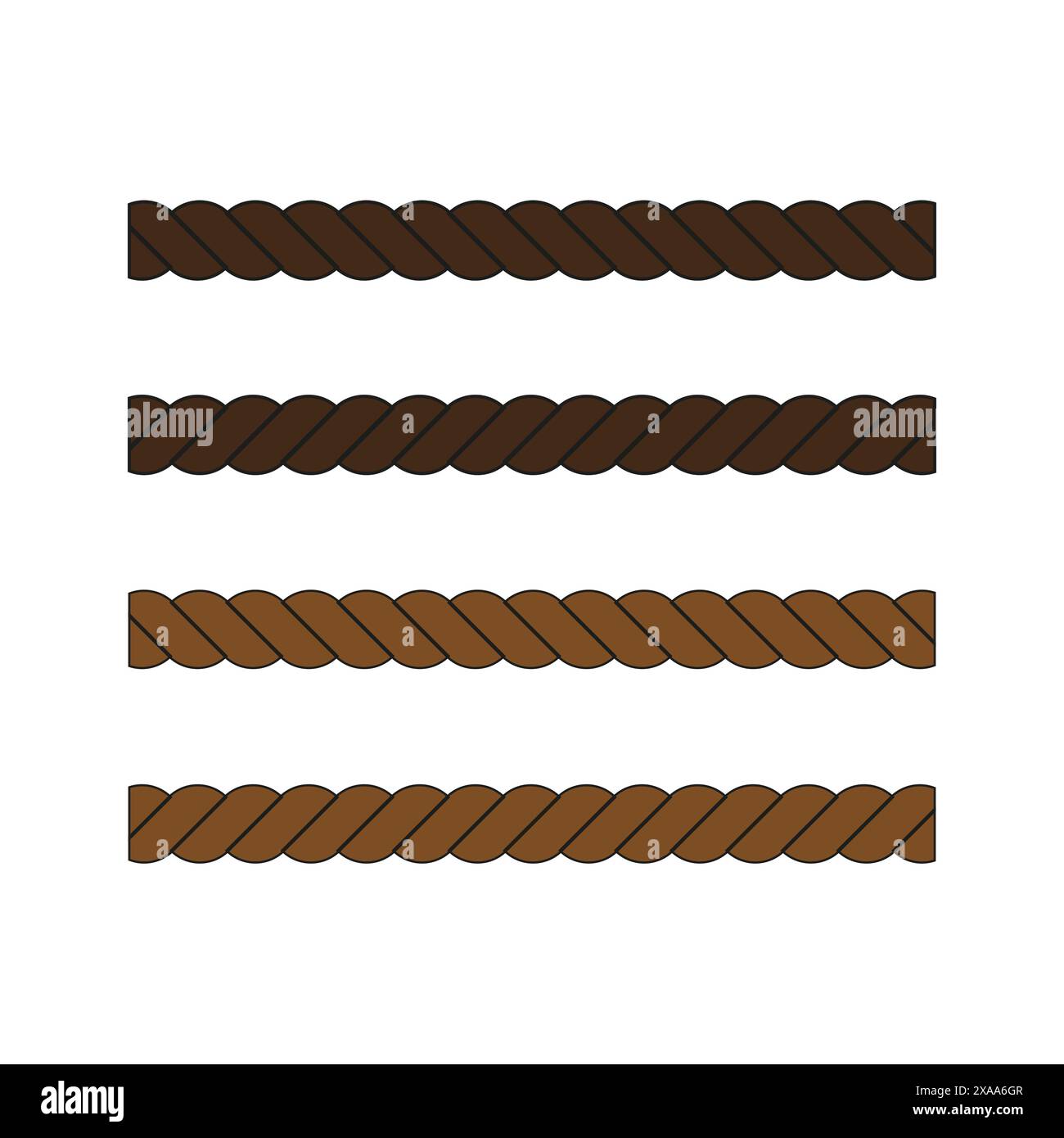 Brown rope patterns. Twisted cord vector. Four shades detail. Seamless ...