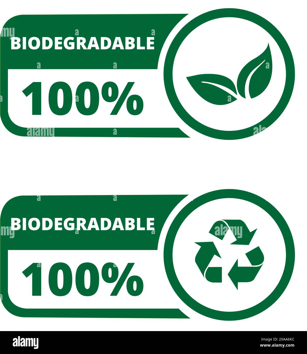 Green 100% biodegradable sign on a white background Stock Vector Image ...