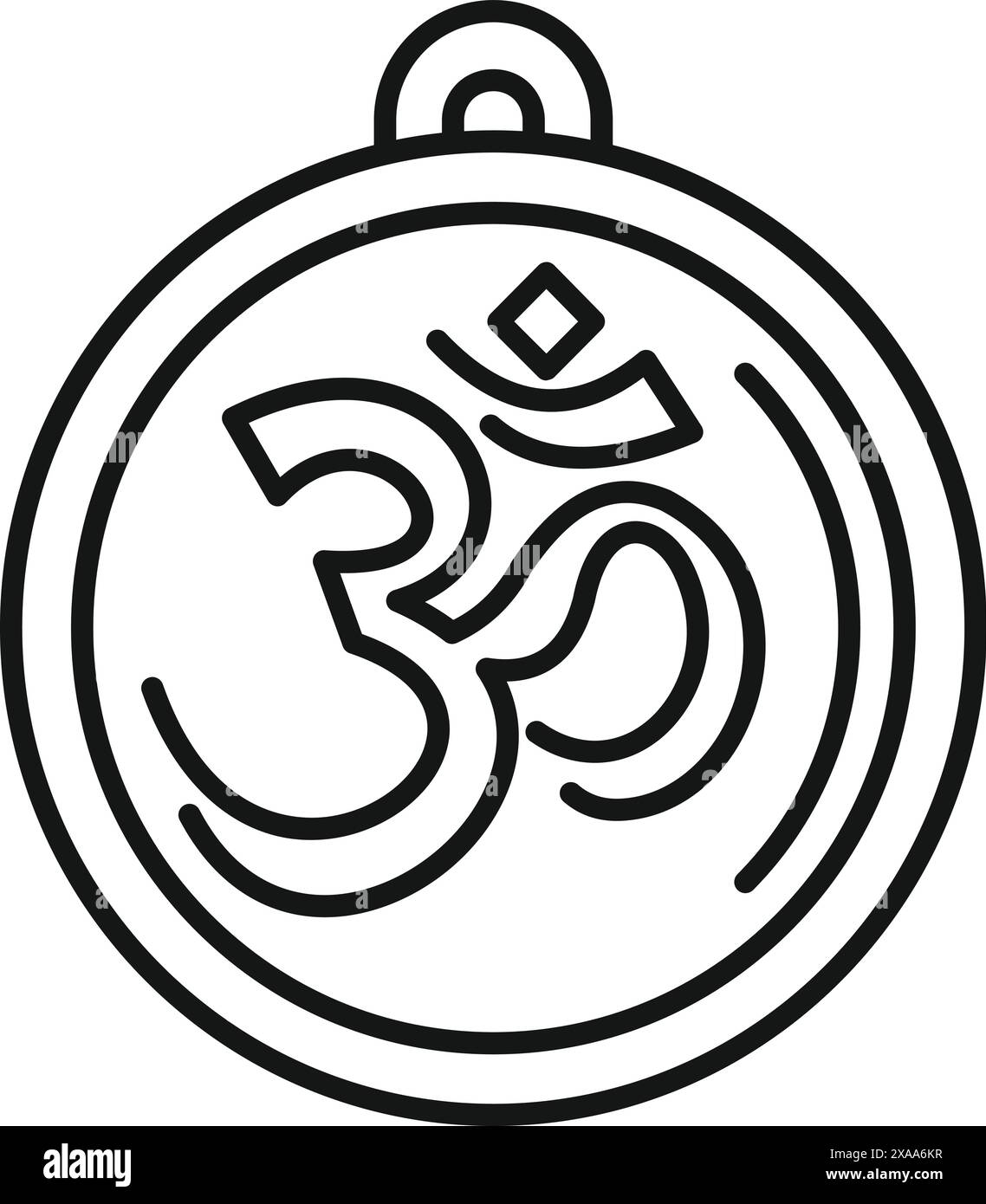 Simplified line art illustration of a pendant with the sacred om symbol ...