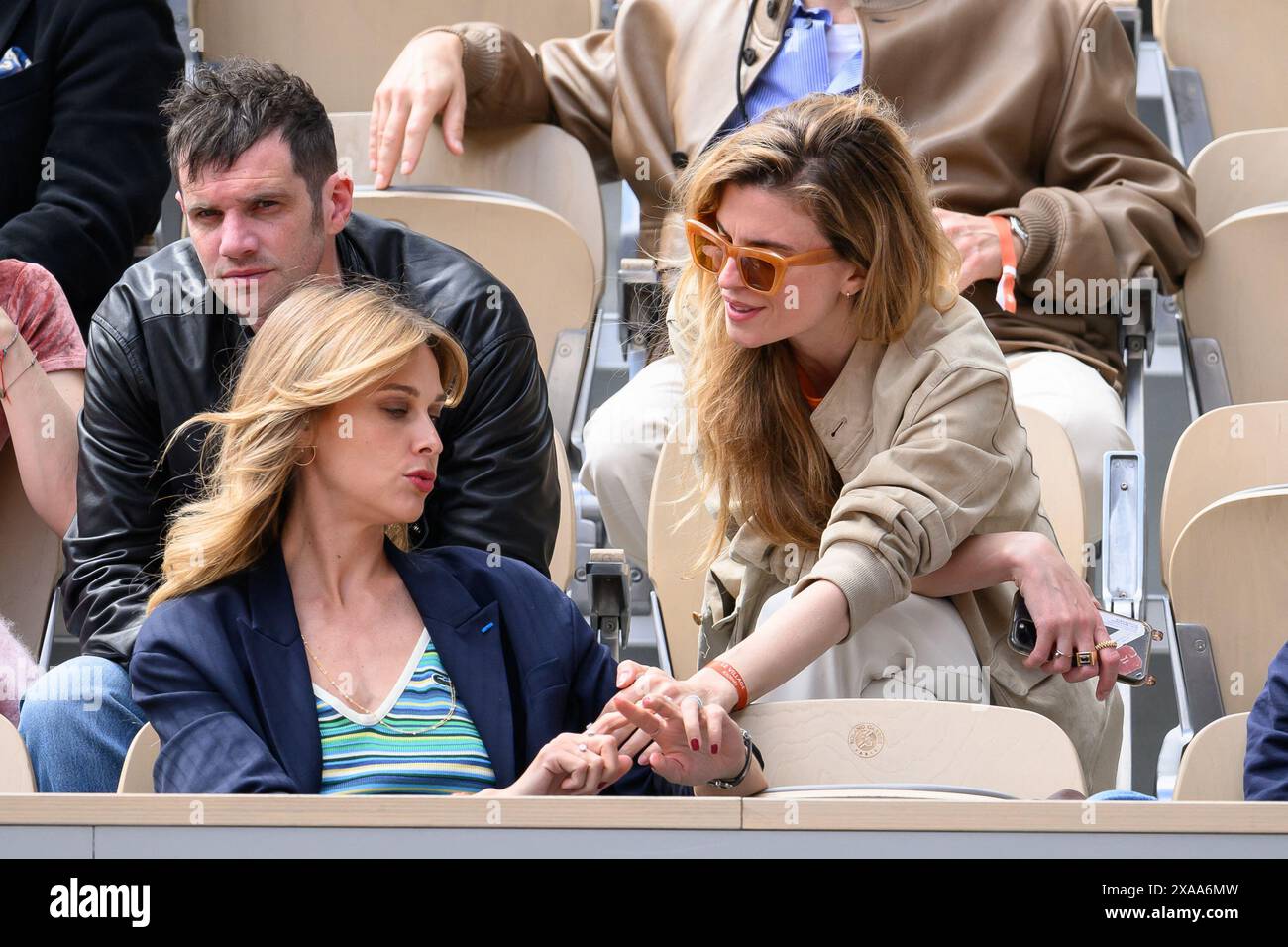 Ophelie Meunier and Cecile Cassel attend the 2024 French Open at Roland ...