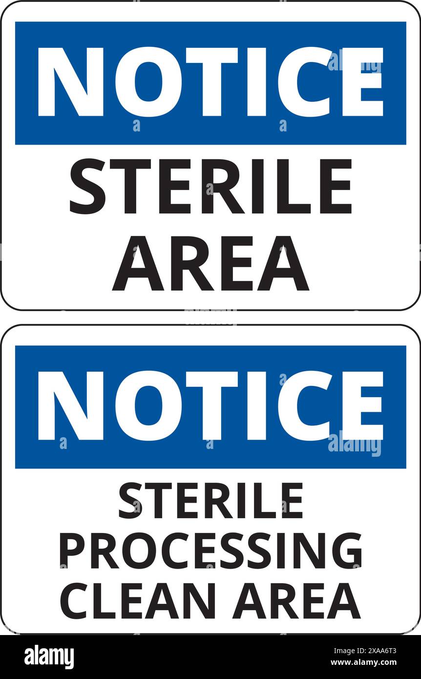Sterile area and sterile processing area banners on a white background ...