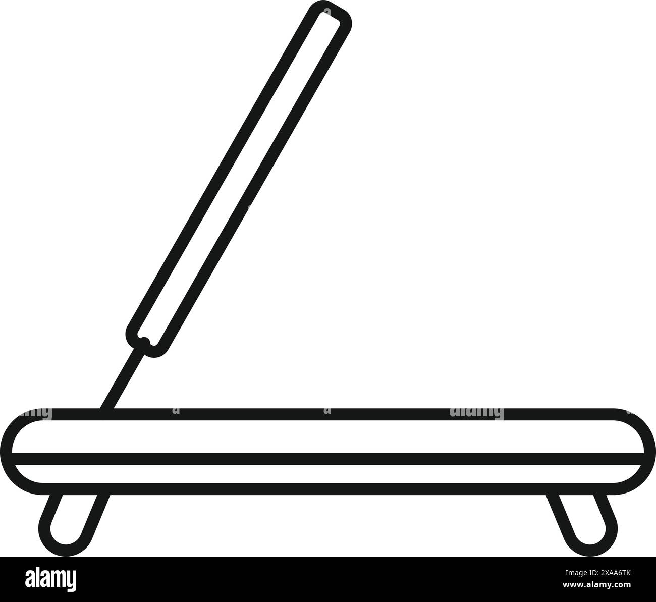 Simple line drawing of an incense stick placed in a holder, on white ...