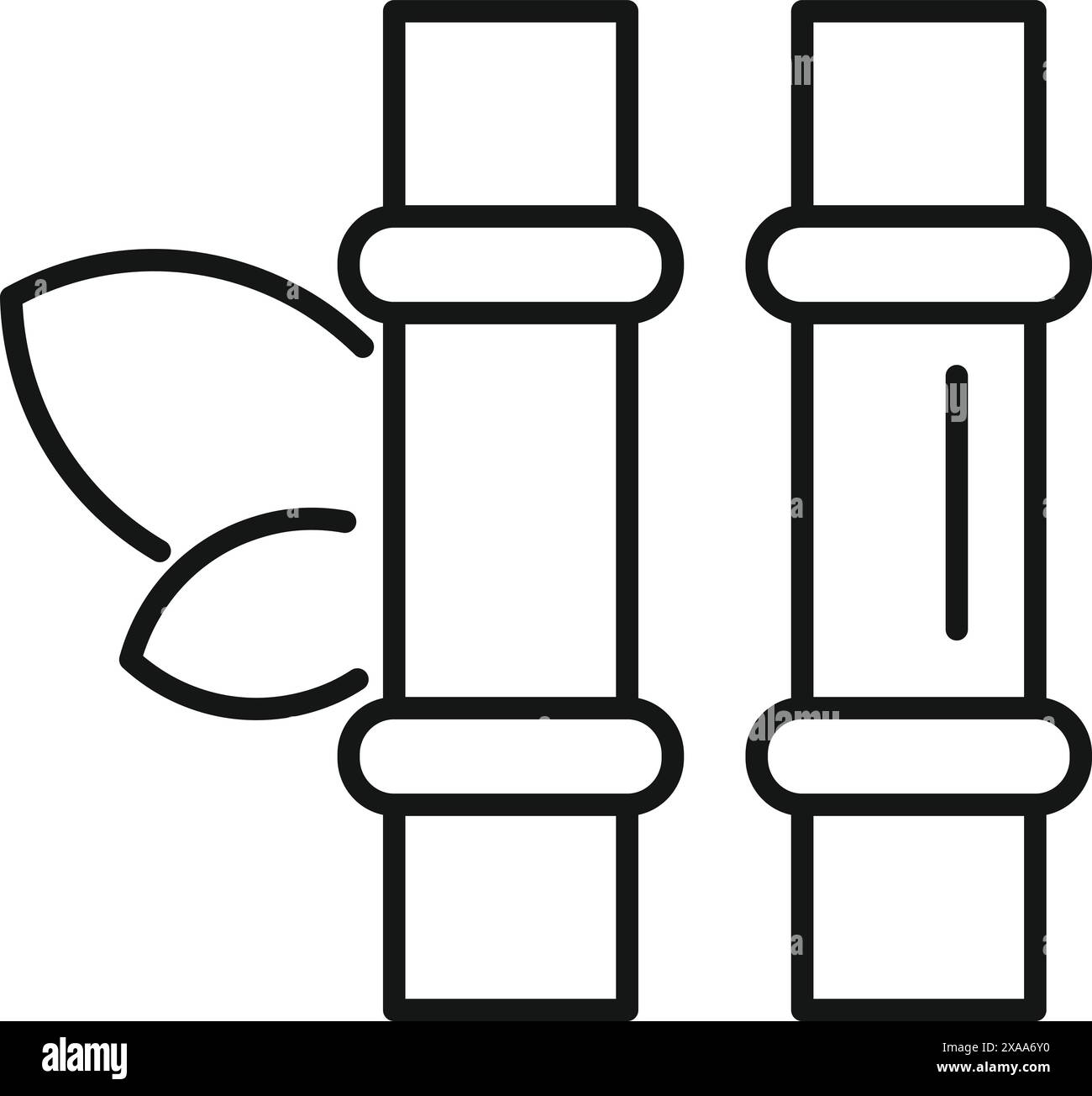 Elegant and tranquil bamboo line art icon in minimalistic black and ...