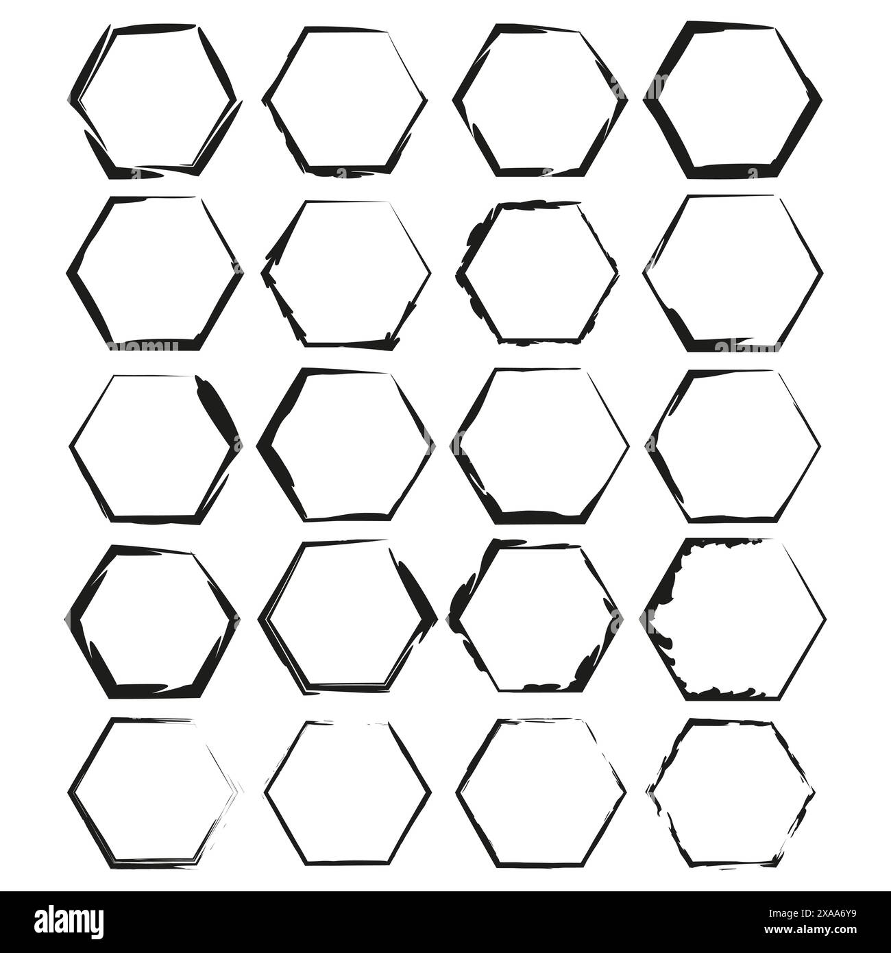 Hexagon shapes set. Black and white. Abstract geometric frames. Vector illustration Stock Vector ...
