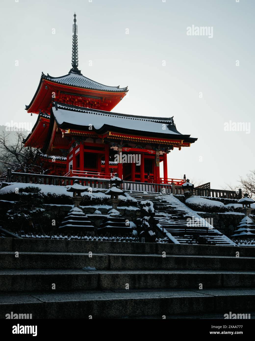 Early morning view of rare snow covered Kiyomizudera Buddhist Temple ...