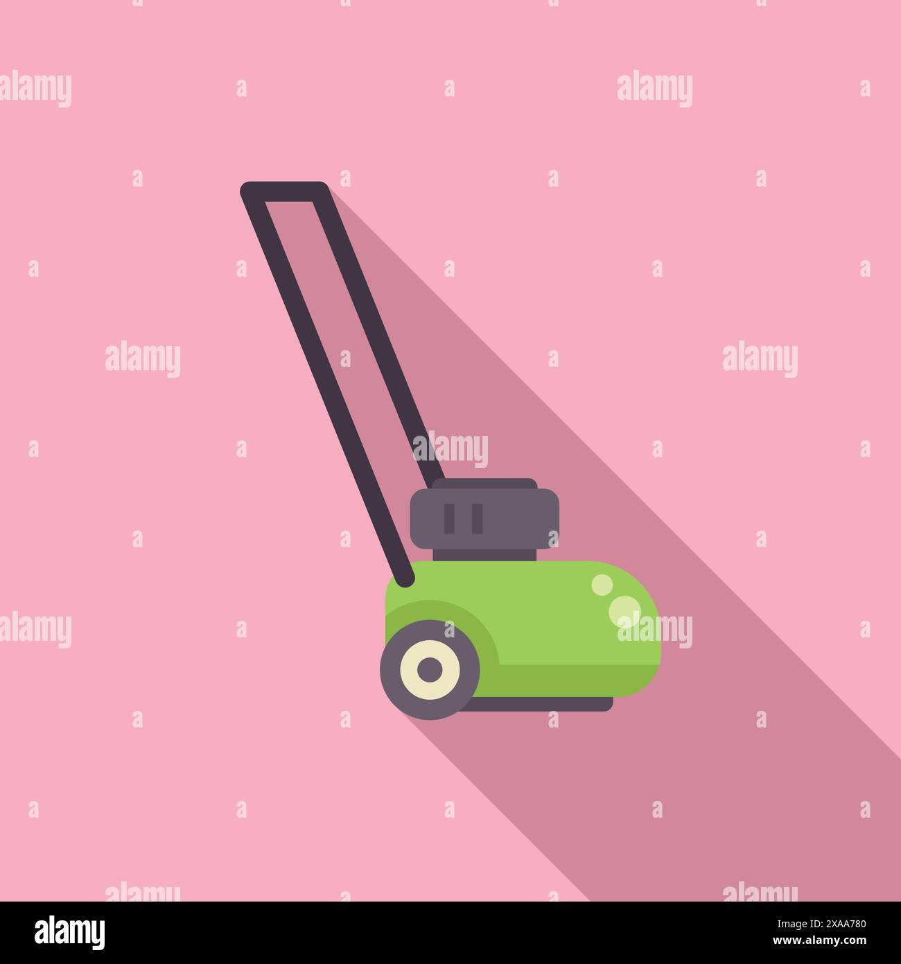 Flat design cartoon lawn mower icon with shadow, suitable for gardening ...