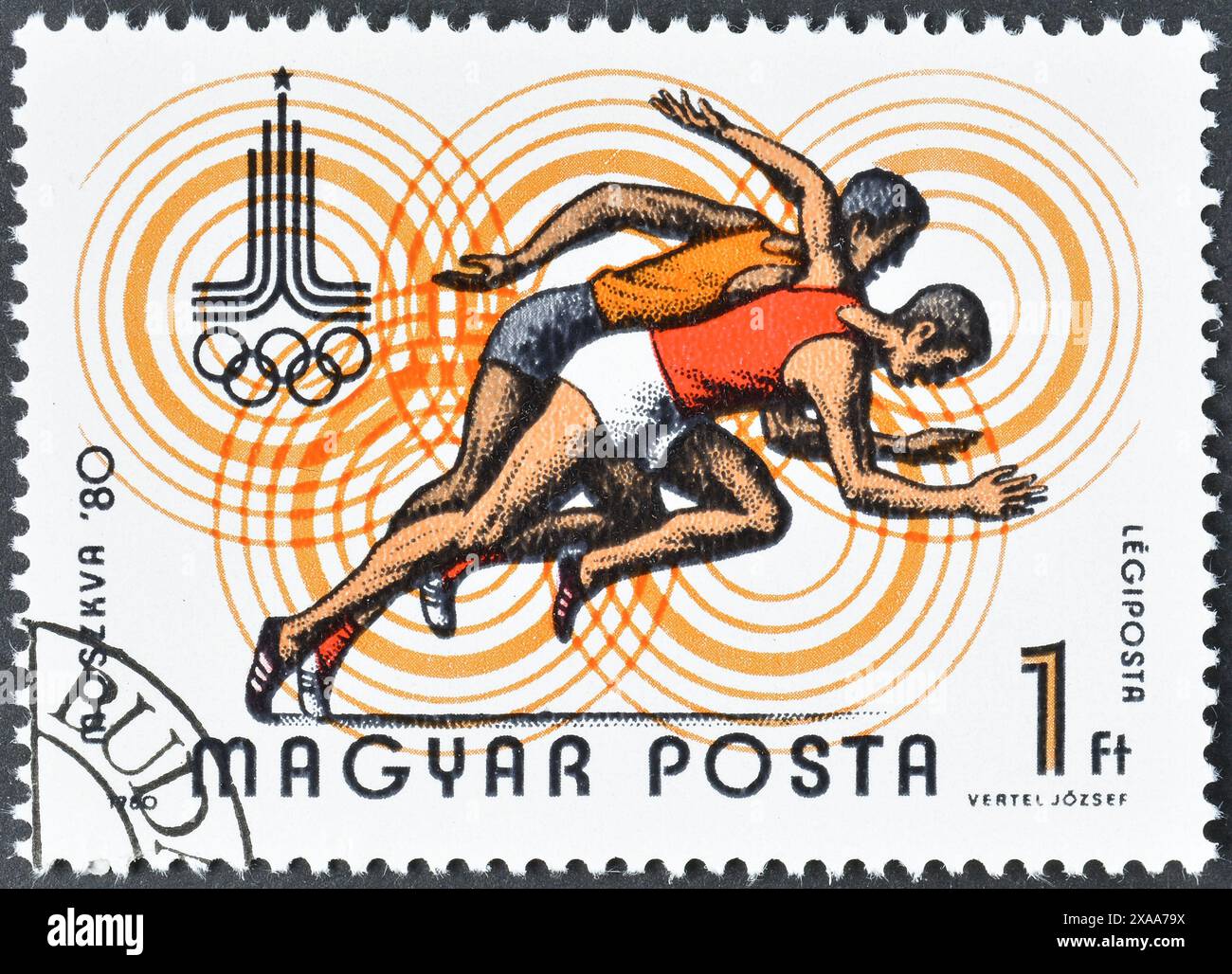 Cancelled postage stamp printed by Hungary, that shows Running, Summer ...