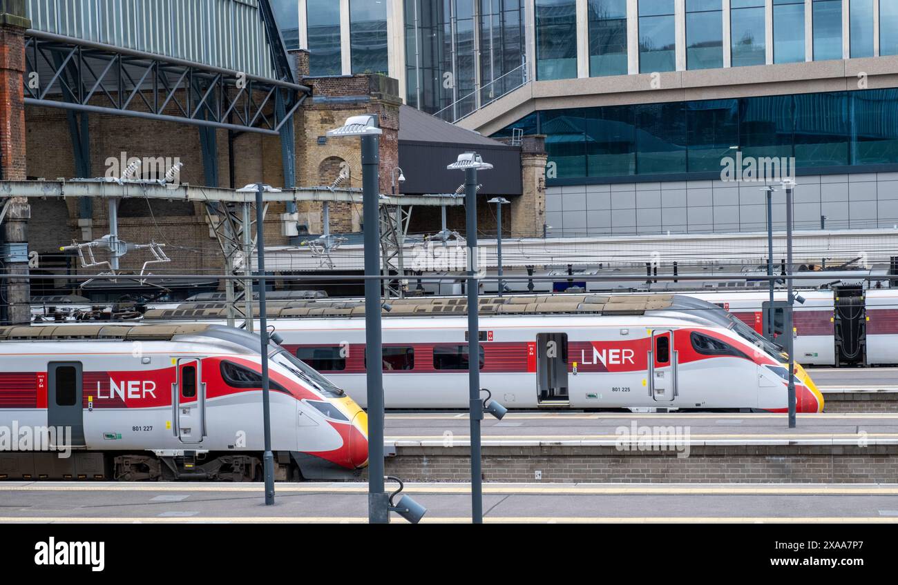The high-speed trains on the railway platform. London, UK Stock Photo ...