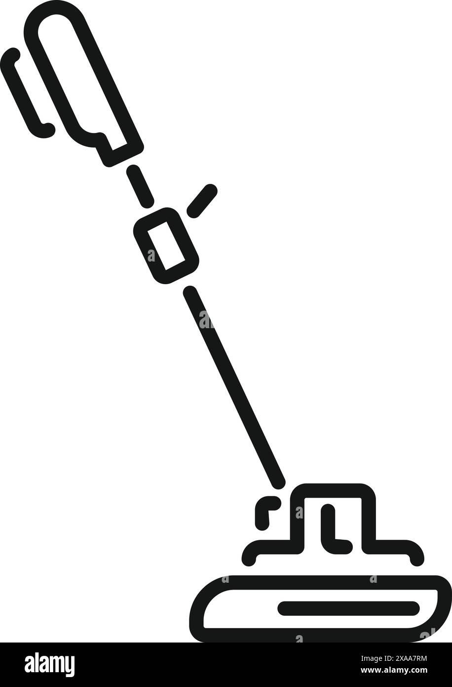 Simple line art icon featuring a modern upright vacuum cleaner, perfect ...