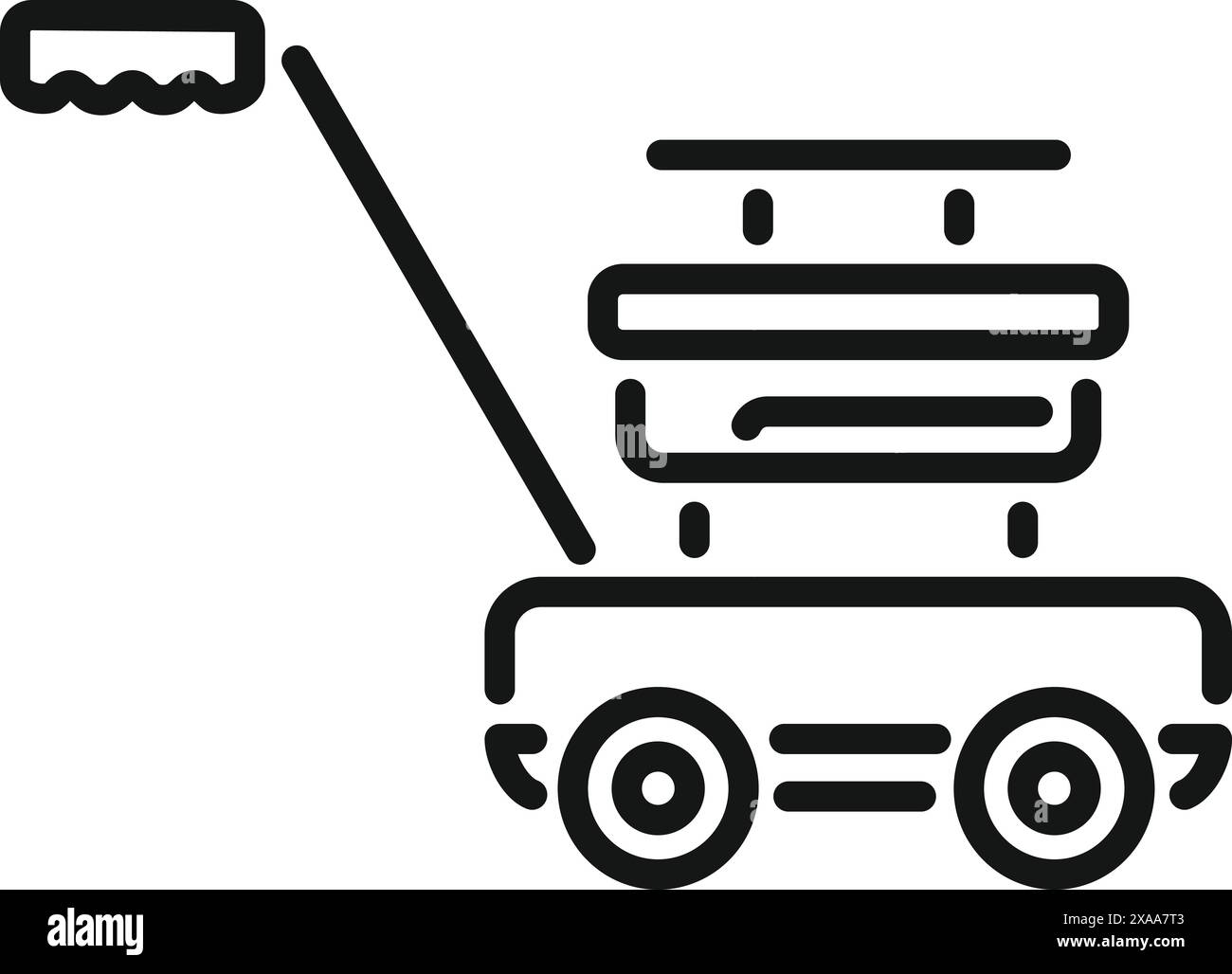 Minimalist icon depicting a robotic vacuum cleaner with a dust sensor ...