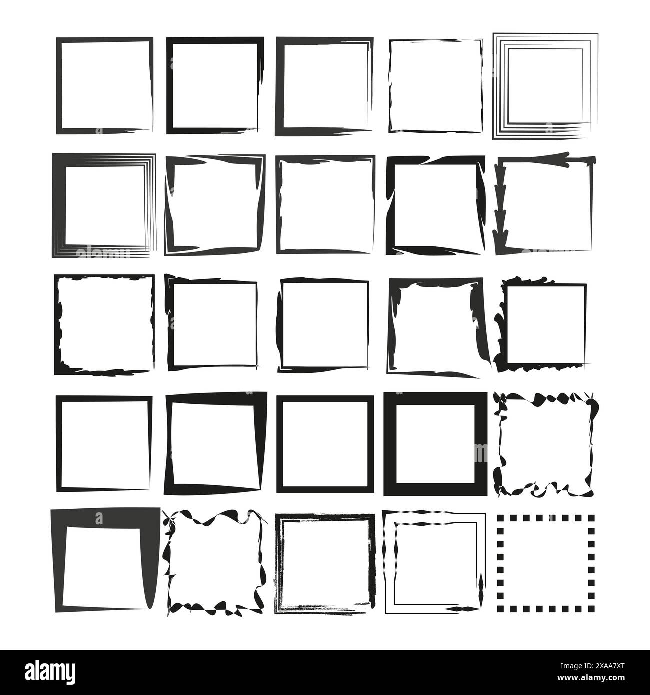 Grunge frame icons. Various black outlines. Abstract borders. Vector ...