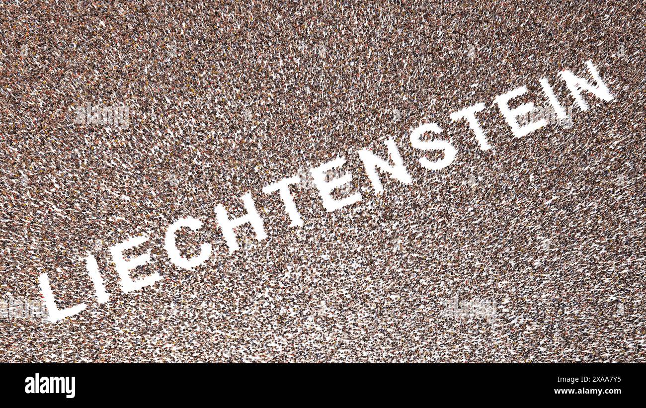 Concept or conceptual large community of people forming the word ...