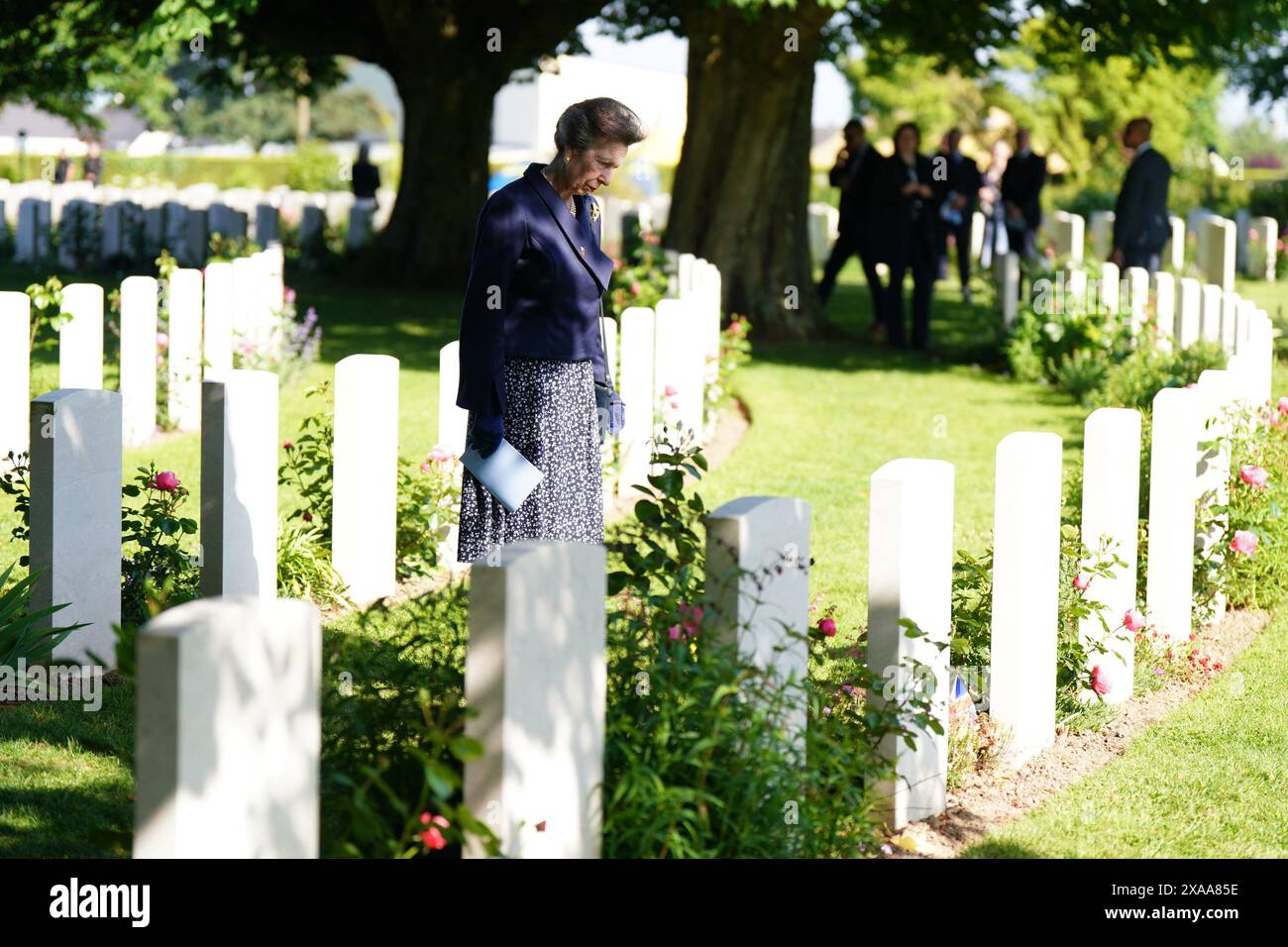 The Princess Royal views war graves following the Royal British Legion Service of Commemoration ...