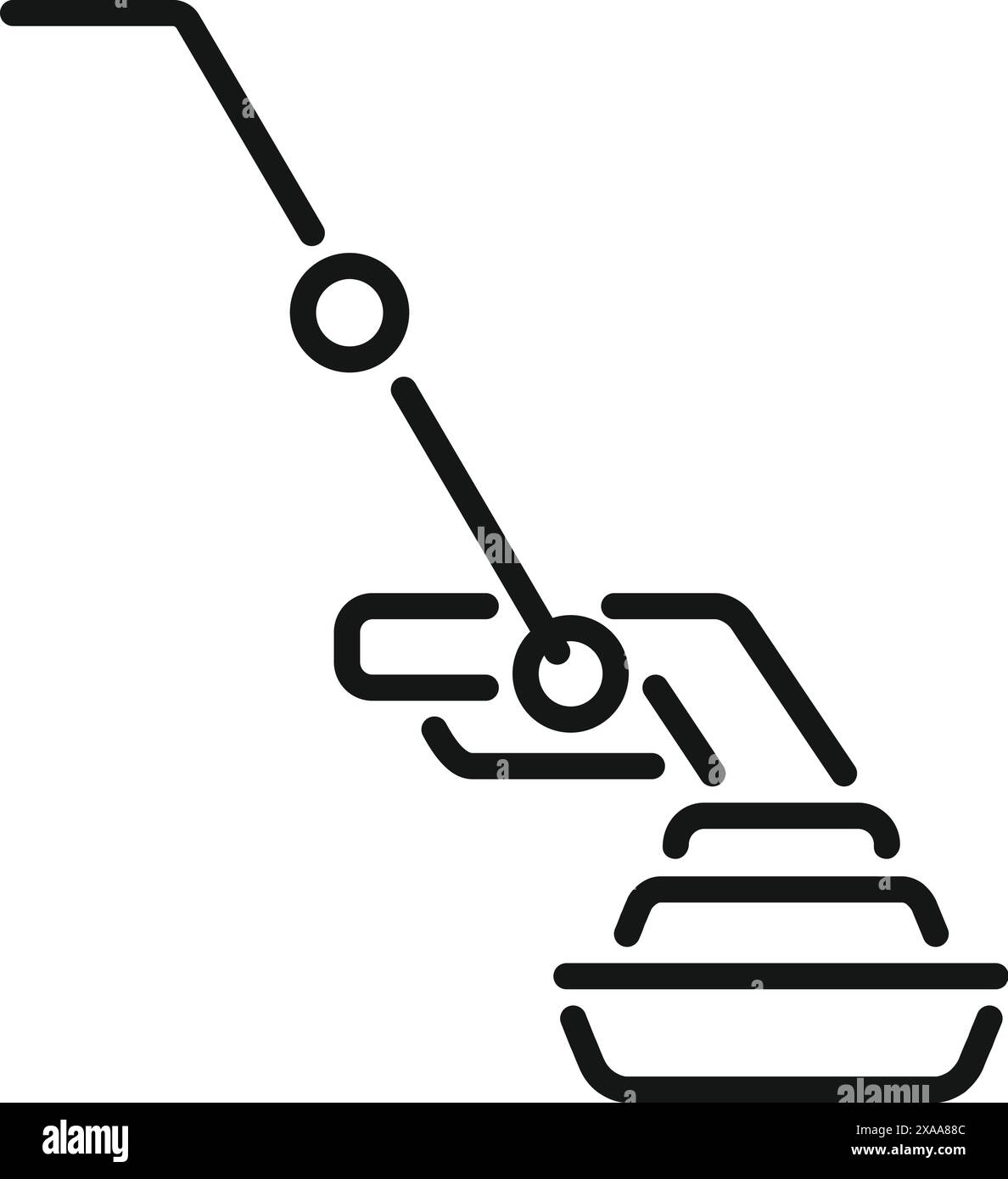 Robotic arm line icon in black and white vector illustration for ...