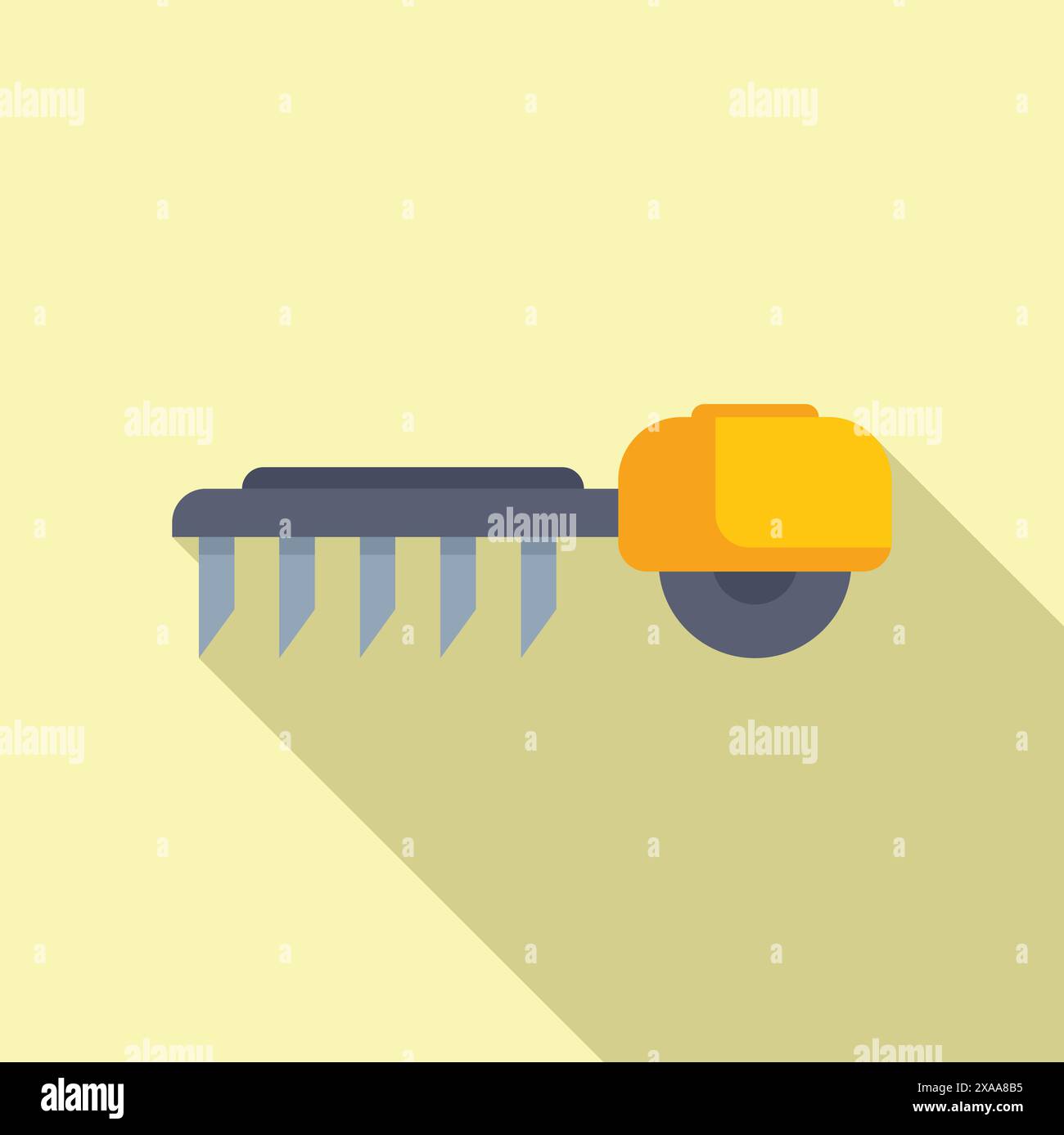 Flat design vector illustration of a modern robotic lawn mower on a ...