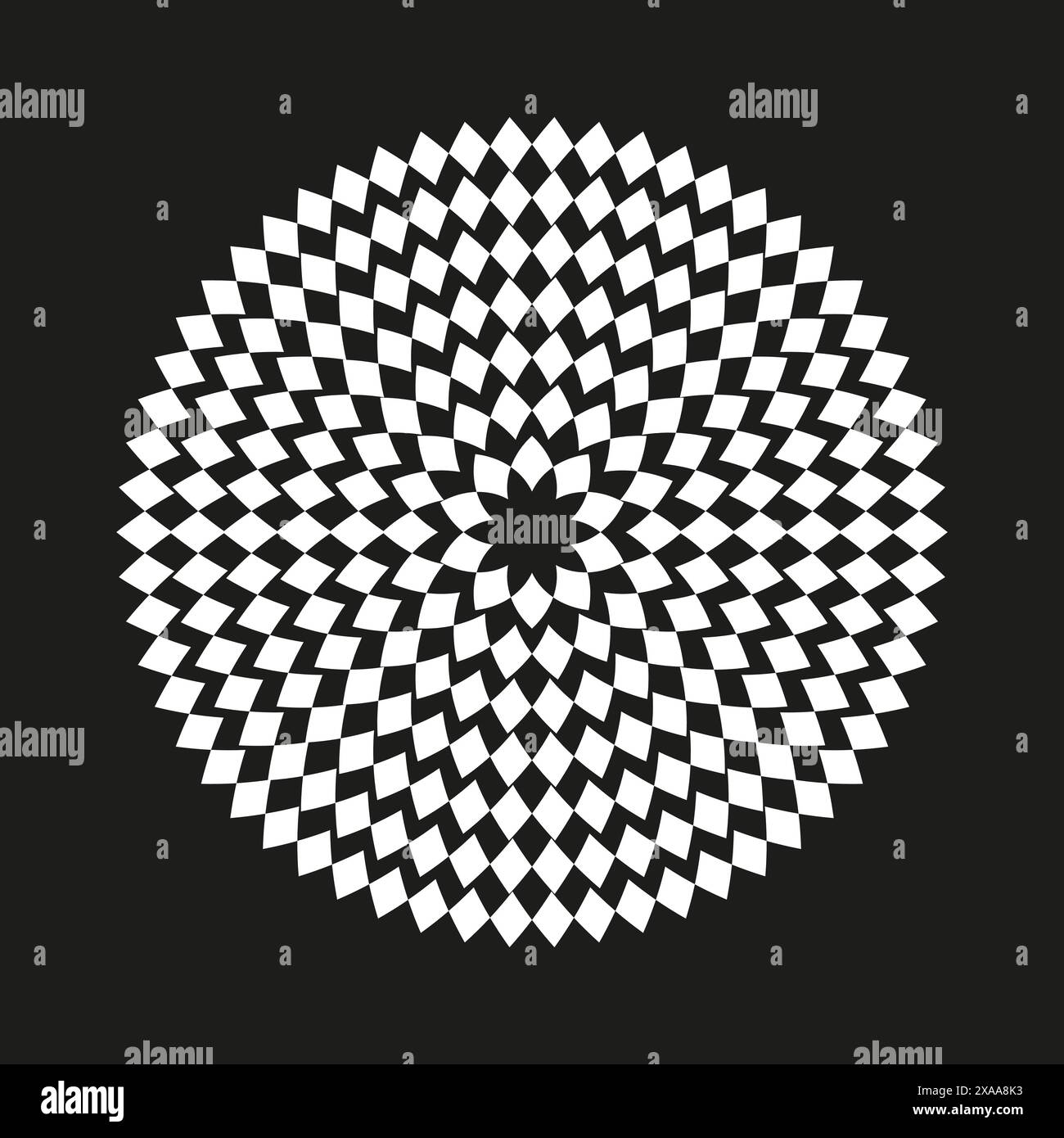 Abstract flower pattern. Black background. White geometric shapes ...