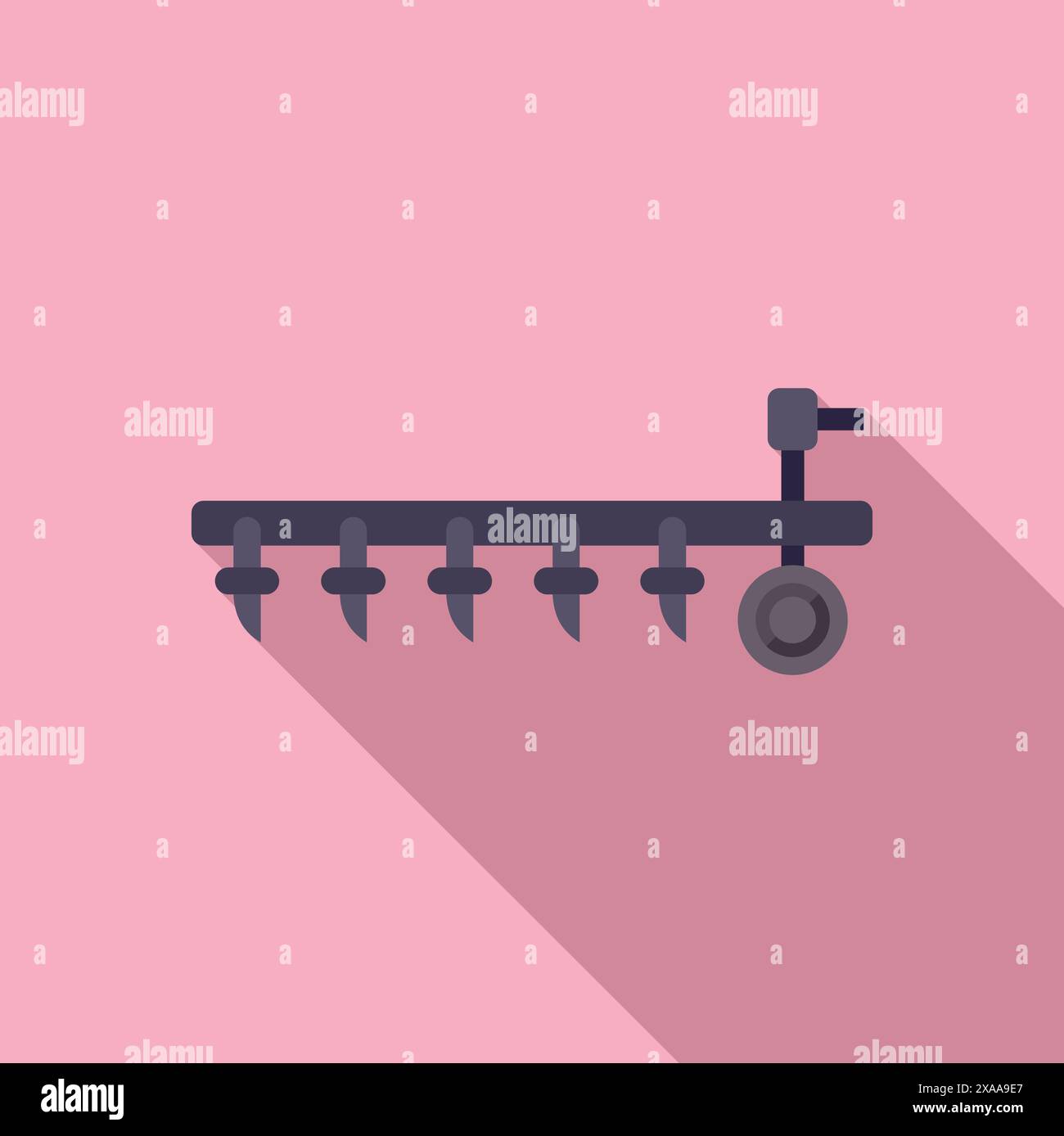 Vector illustration of a wall mounted kitchen utensil rack with hooks ...