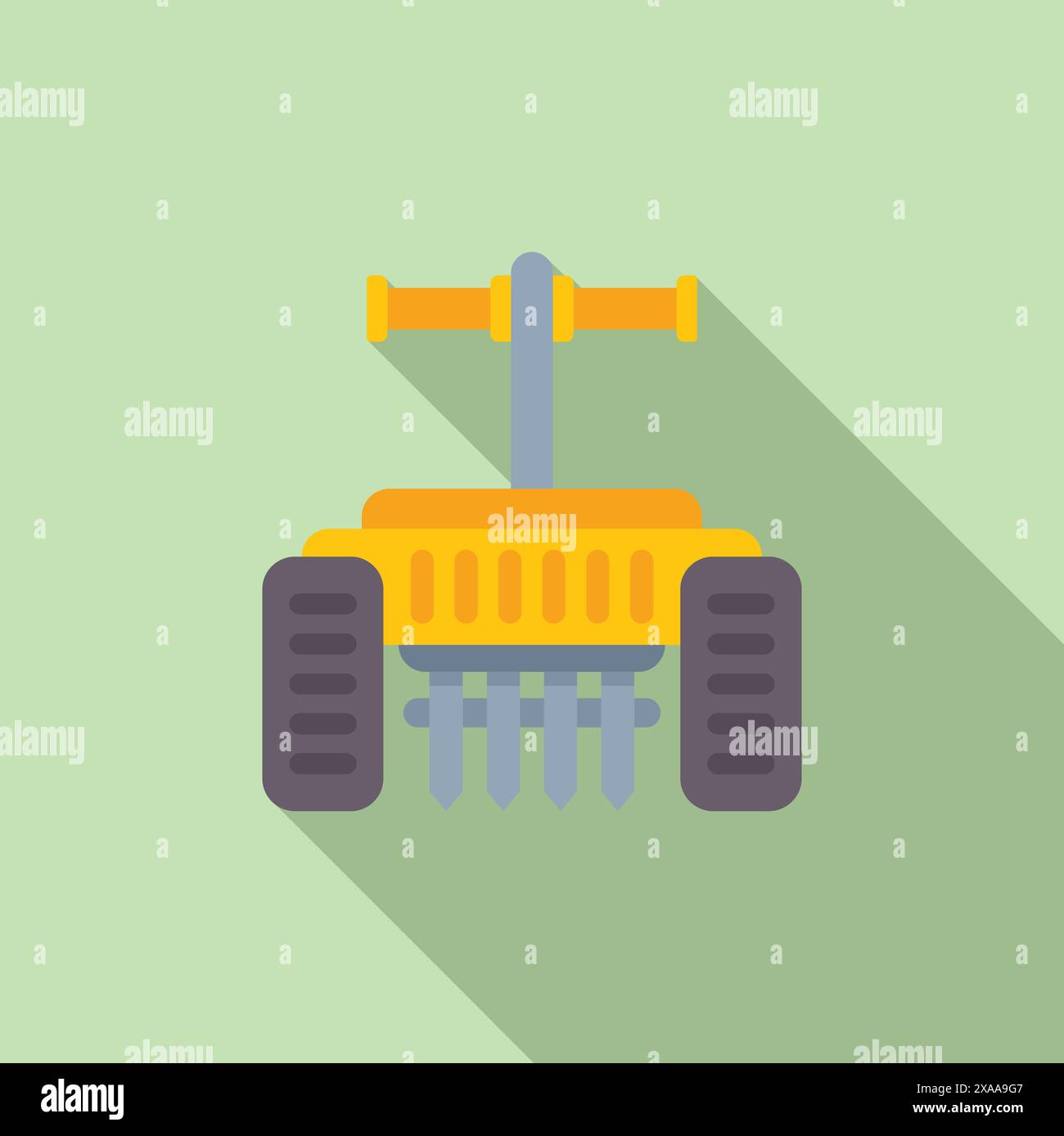 Simplistic image of a yellow tractor in flat design with shadow ...