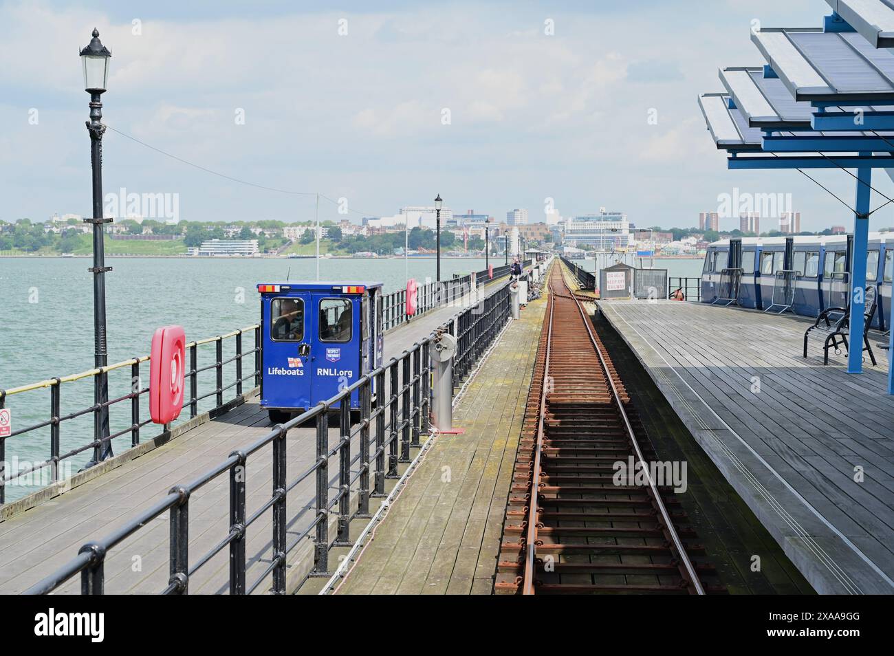 Train track on a pier hi-res stock photography and images - Alamy