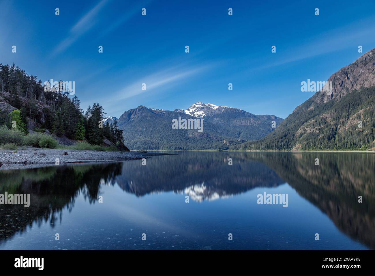 A scenic view of Buttle Lake in beautiful Strathcona Provincial Park on ...