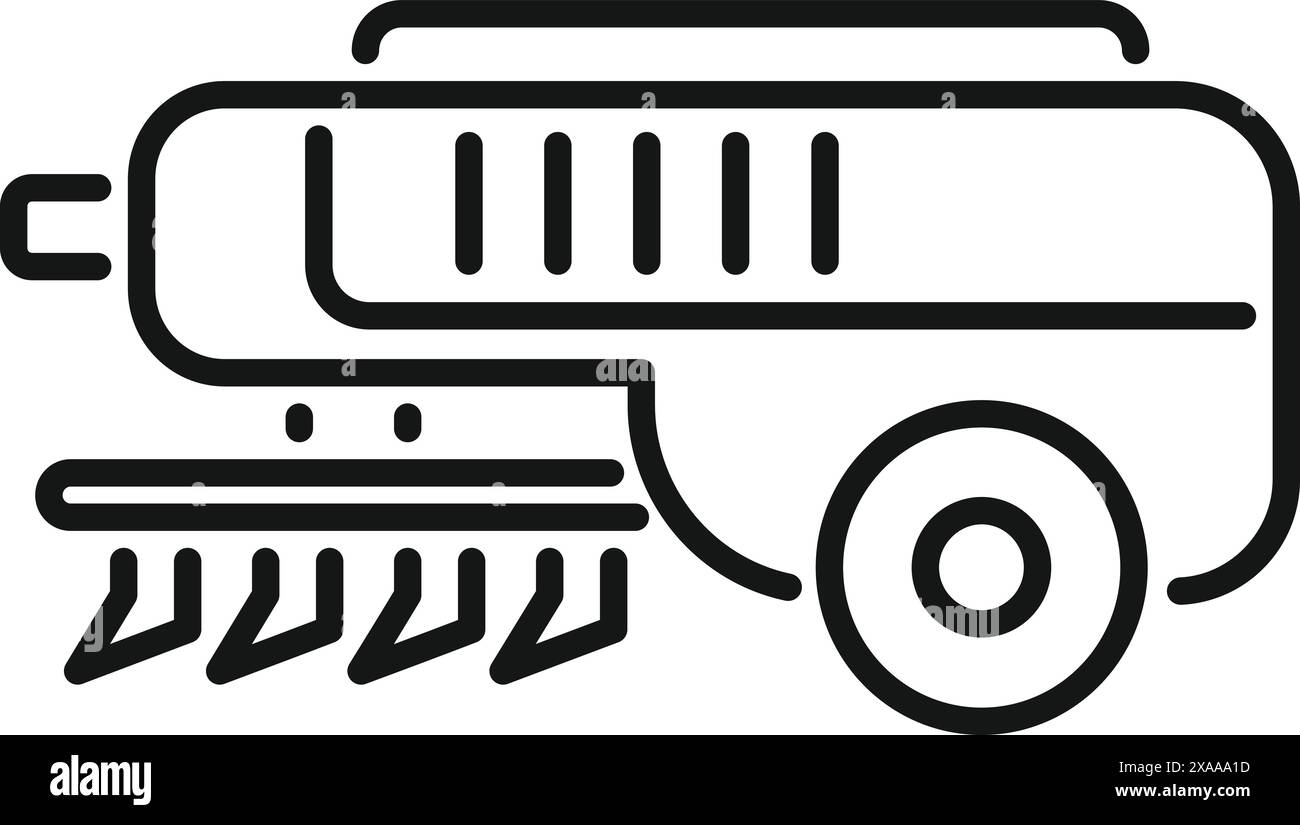 Black and white vector illustration of a portable air compressor in a ...