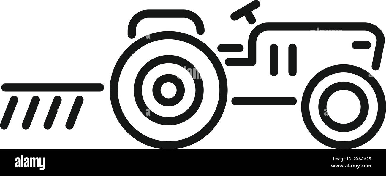 Simple, clean line art illustration of a modern tractor with plough ...