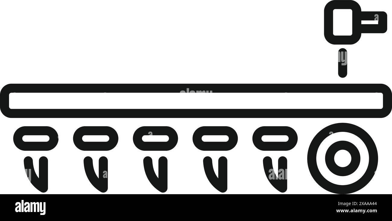 Black and white line icon of a modern drip irrigation system for easy ...