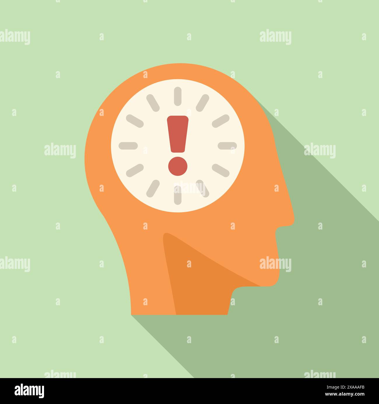 Flat design icon featuring a human head silhouette with a clock ...