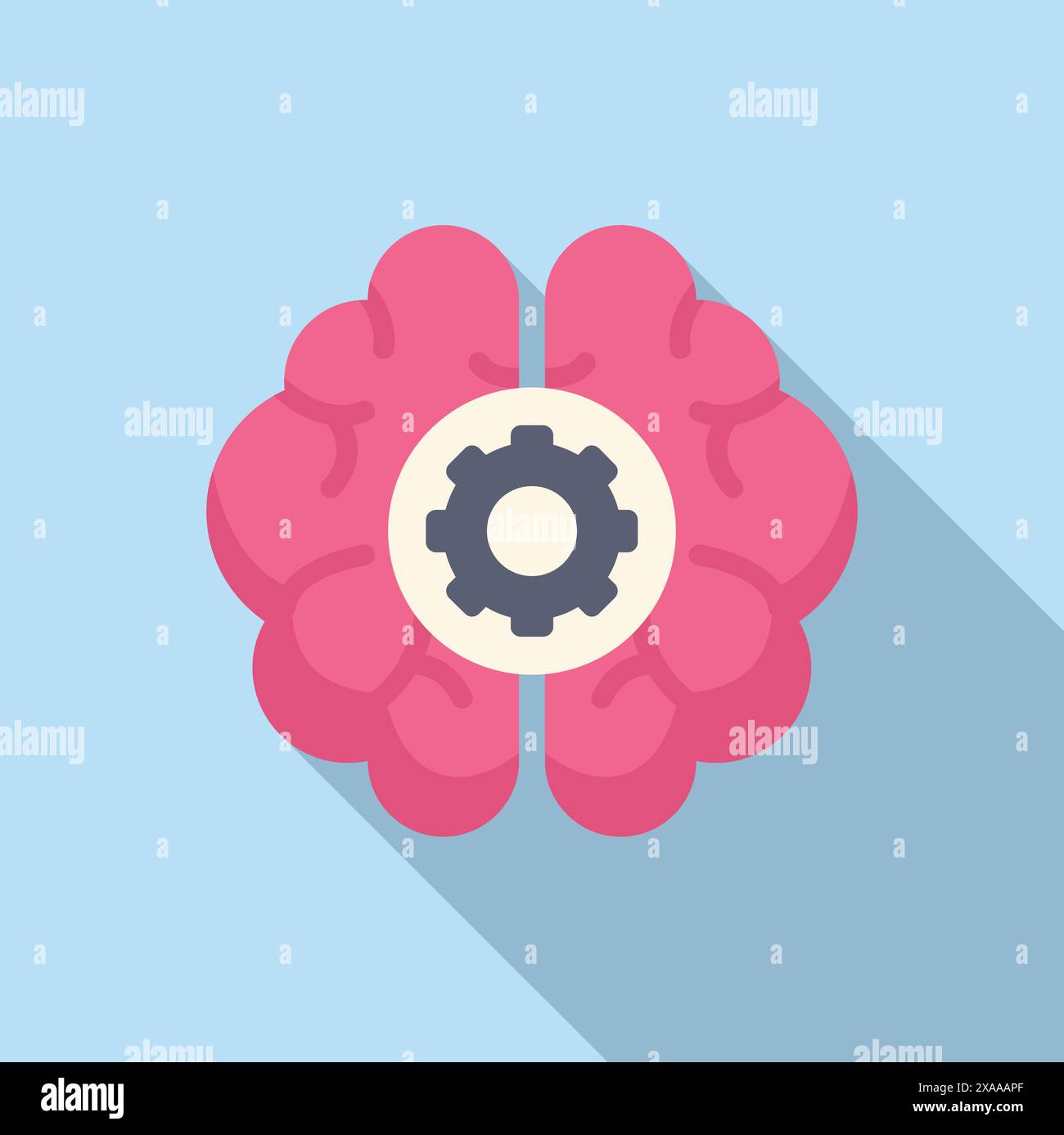 Abstract brain gear cogwheel concept illustration with flat design. Representing the mental ...