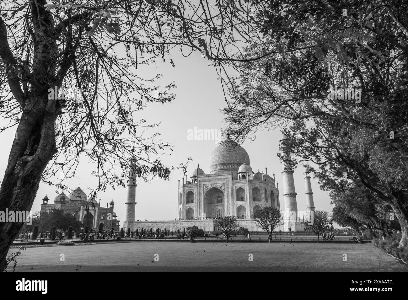 A scenic view of the iconic Taj Mahal, a wonder of the world, in Agra ...