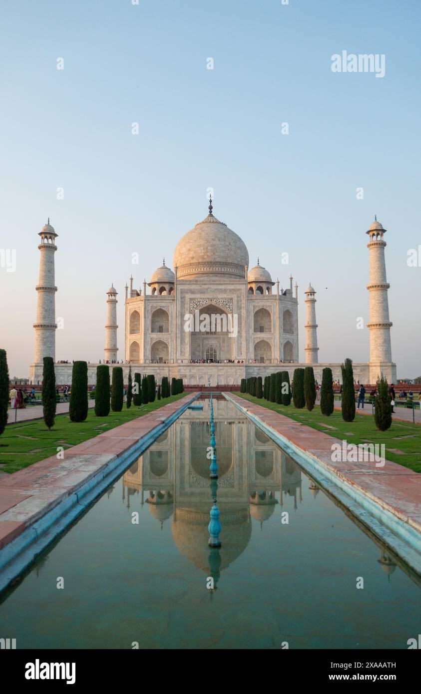 A scenic view of the iconic Taj Mahal, a wonder of the world, in Agra ...