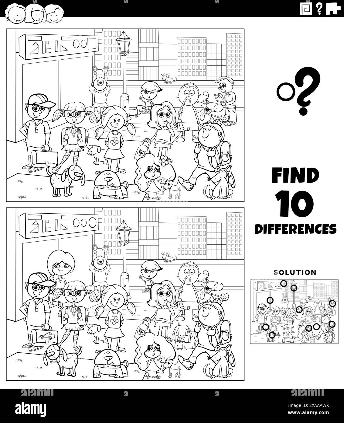 Cartoon illustration of finding the differences between pictures ...