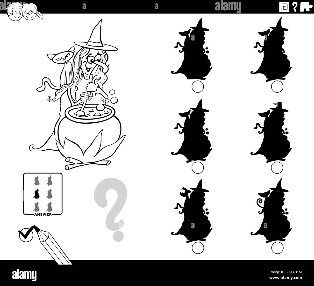 Cartoon illustration of finding the right picture to the shadow ...